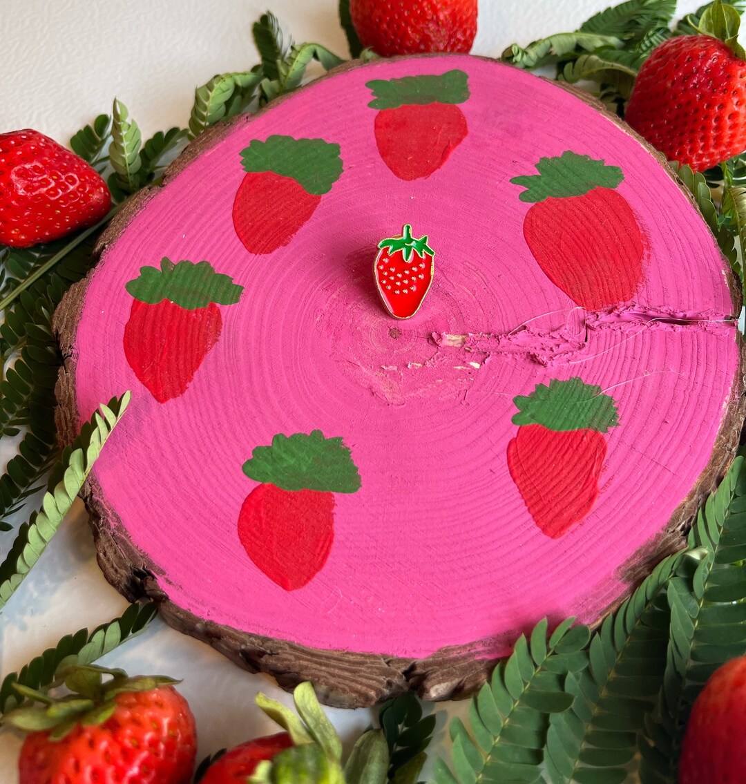 Mini Cute Strawberry Enamel Pin - Etsy