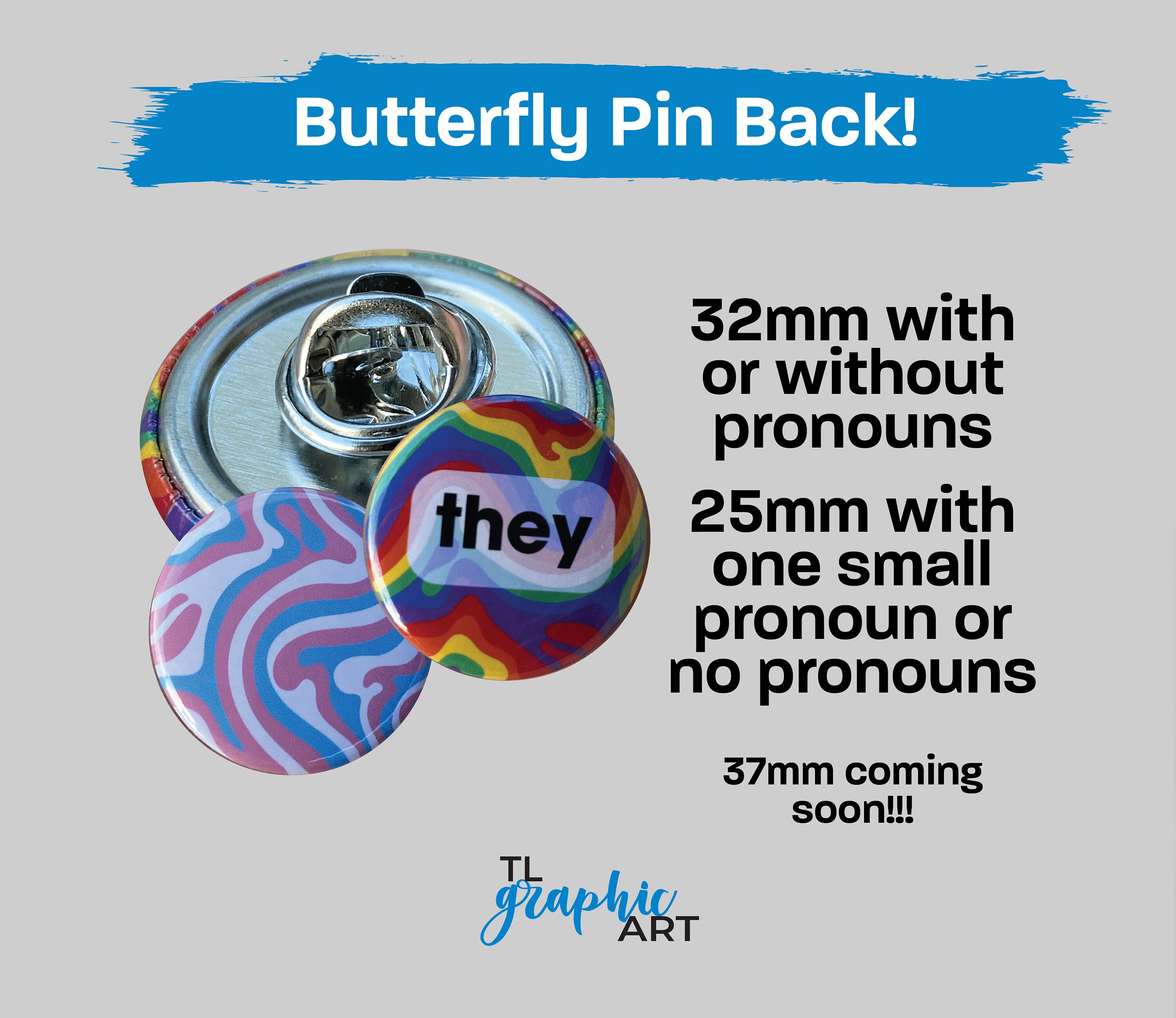 Pronoun Pride Flag / LGBTQIA Pride Flag Butterfly Clip Badge - Etsy ...
