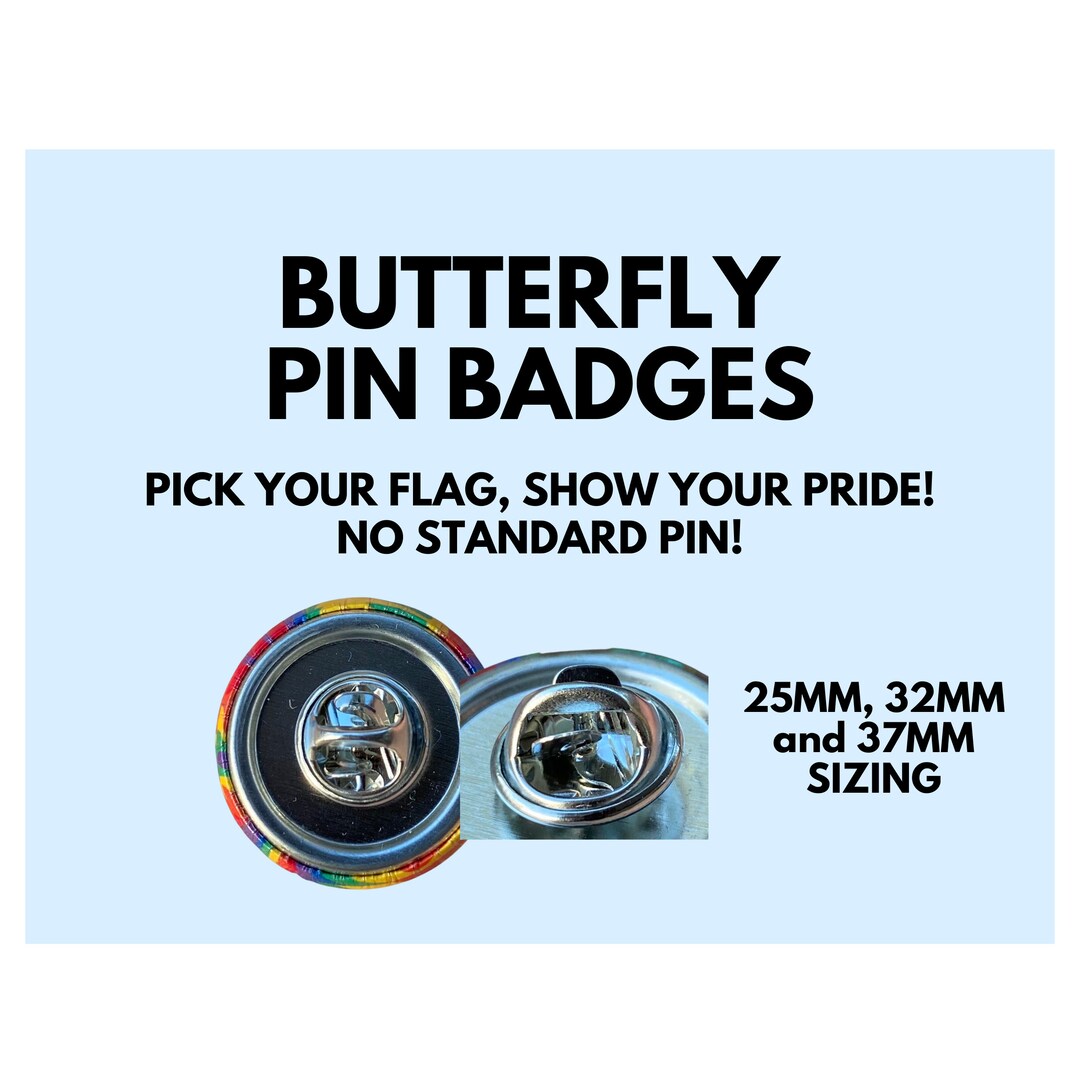 Pronoun Pride Flag / LGBTQIA Pride Flag Butterfly Clip Badge Pin Button ...