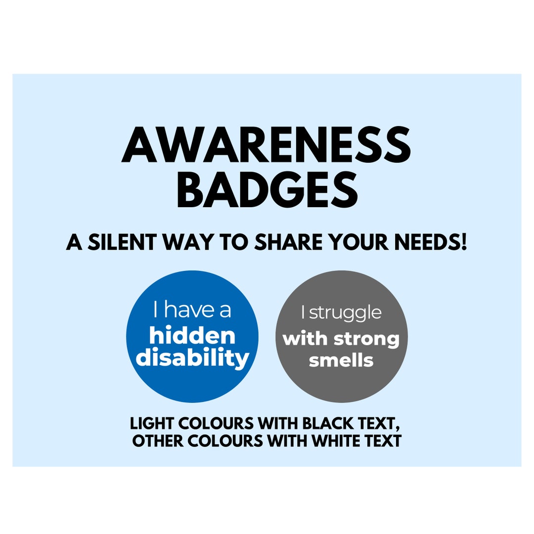 Awareness Badges Badge Pin Button Neurodivergent Hidden Disability 32mm ...