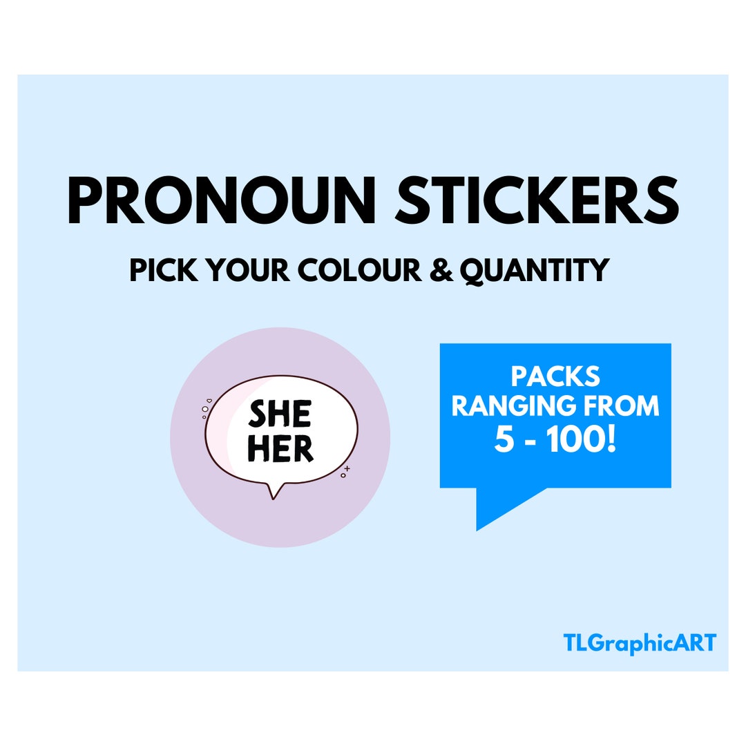 Pronoun Sticker Sticker Pack for Sports and Events Single Use 5 Pack 10 ...