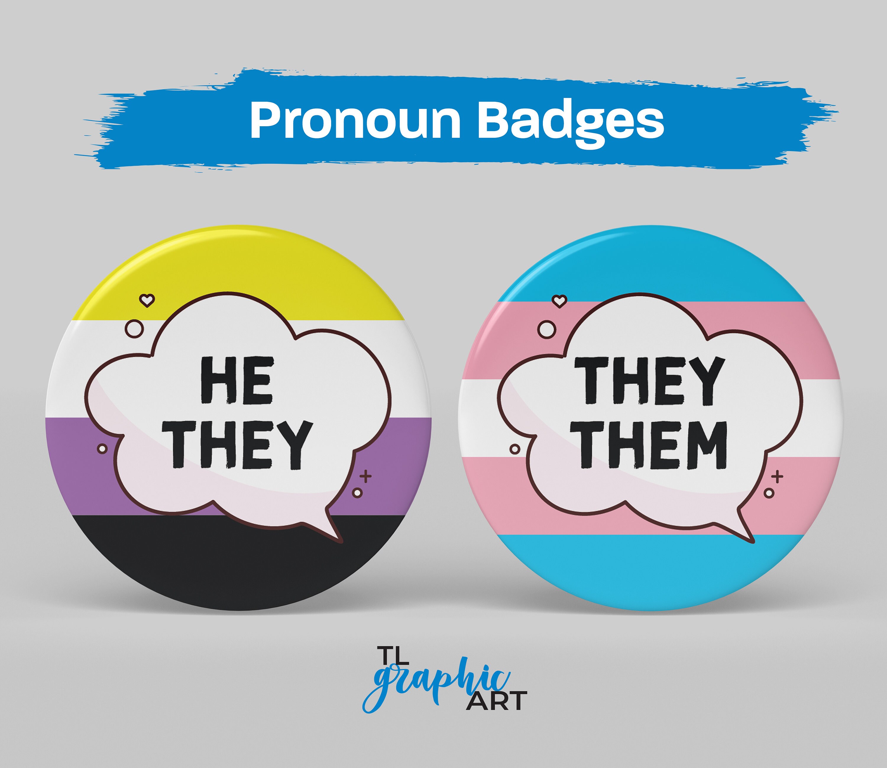 Pronoun Bisexual Pride Flag Lgbtqia Pride Flag Badge Pin Etsy