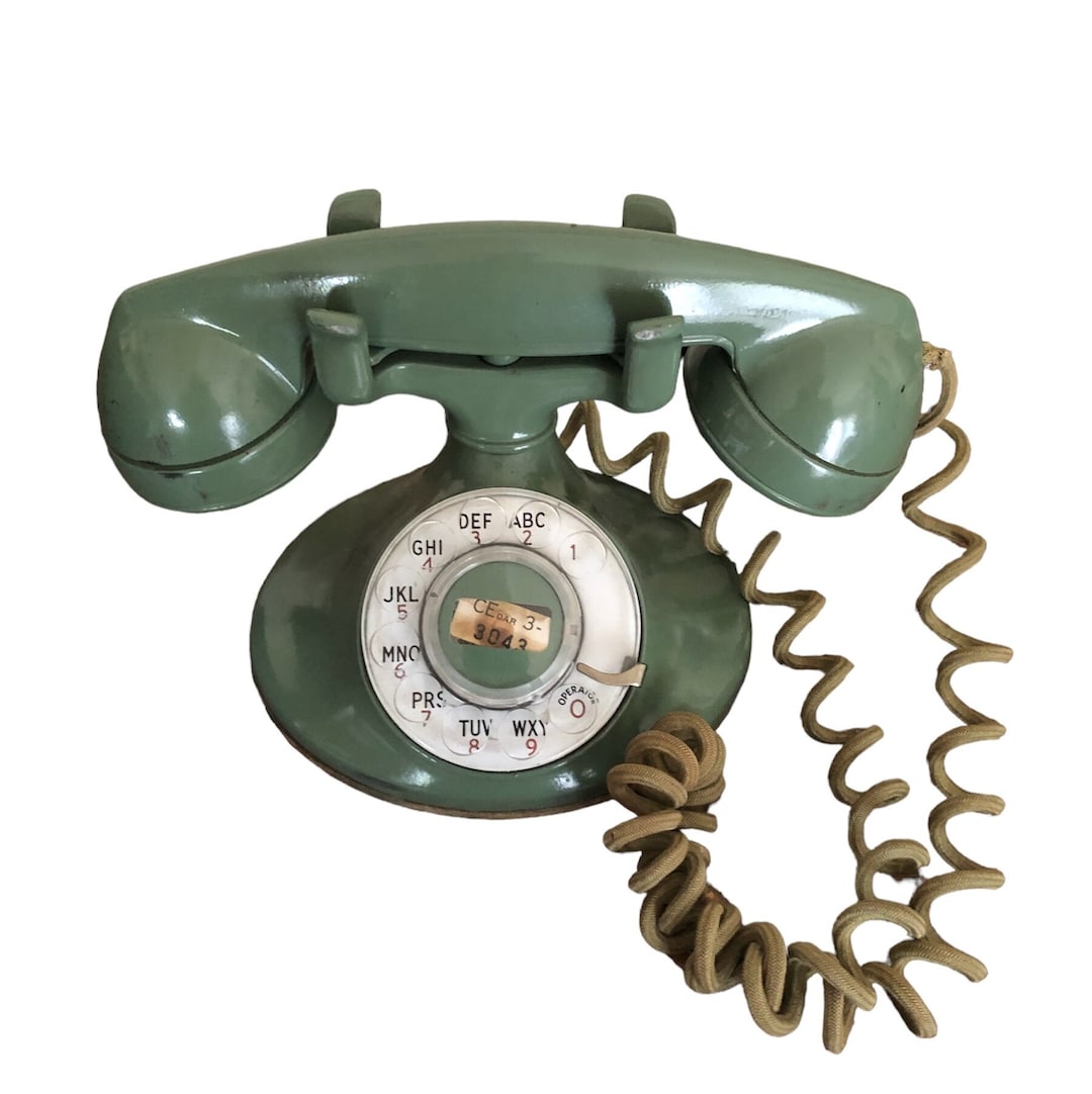 Vintage 1940's Bell System Western Electric Green Phone F1 D1 USA ...