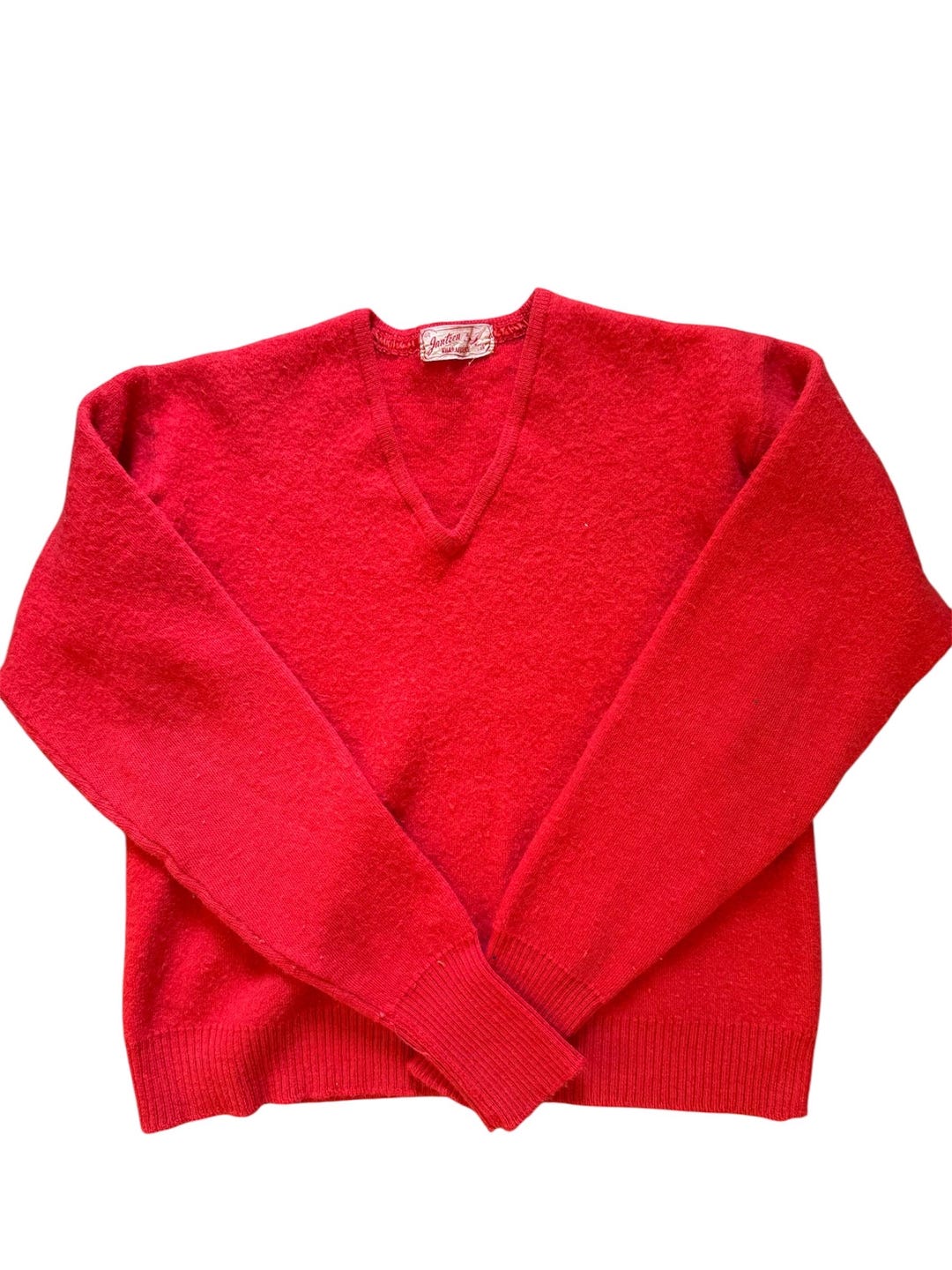 Vintage 1940s Red Jantzen Fleece Sweater V Neck - Etsy
