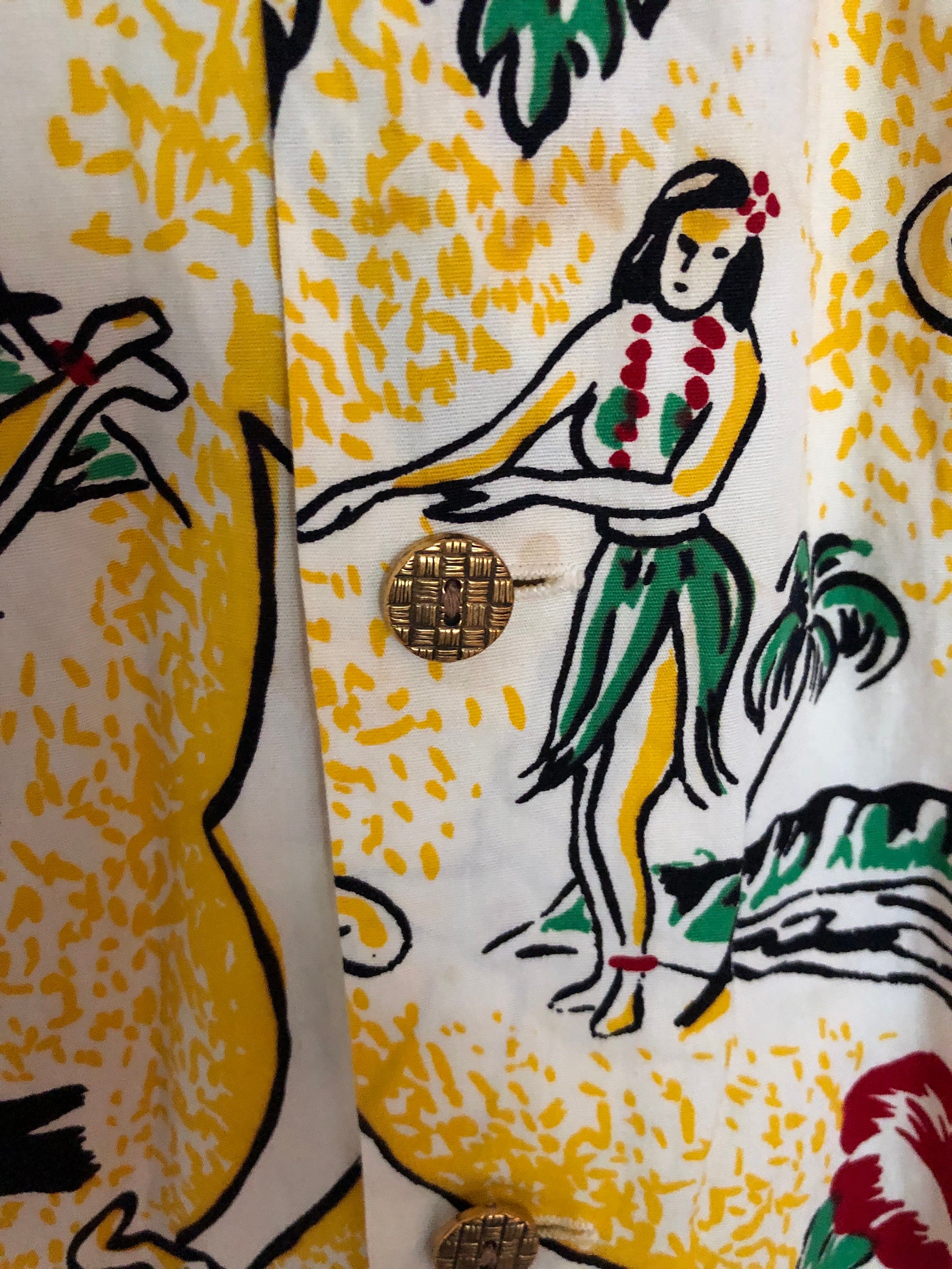 Vintage 1950's Alfred Shaheen AAONMS Shriners Aloha Shirt Made in ...