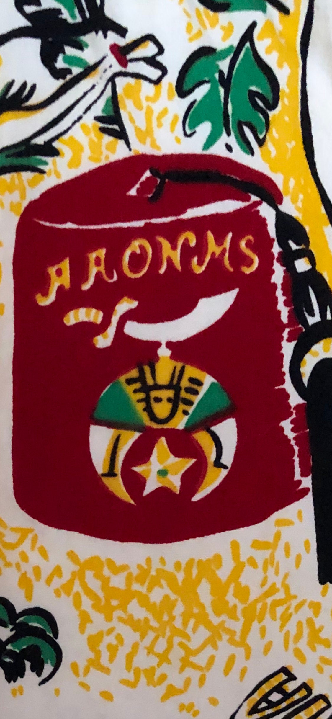 Vintage 1950's Alfred Shaheen AAONMS Shriners Aloha Shirt Made in ...