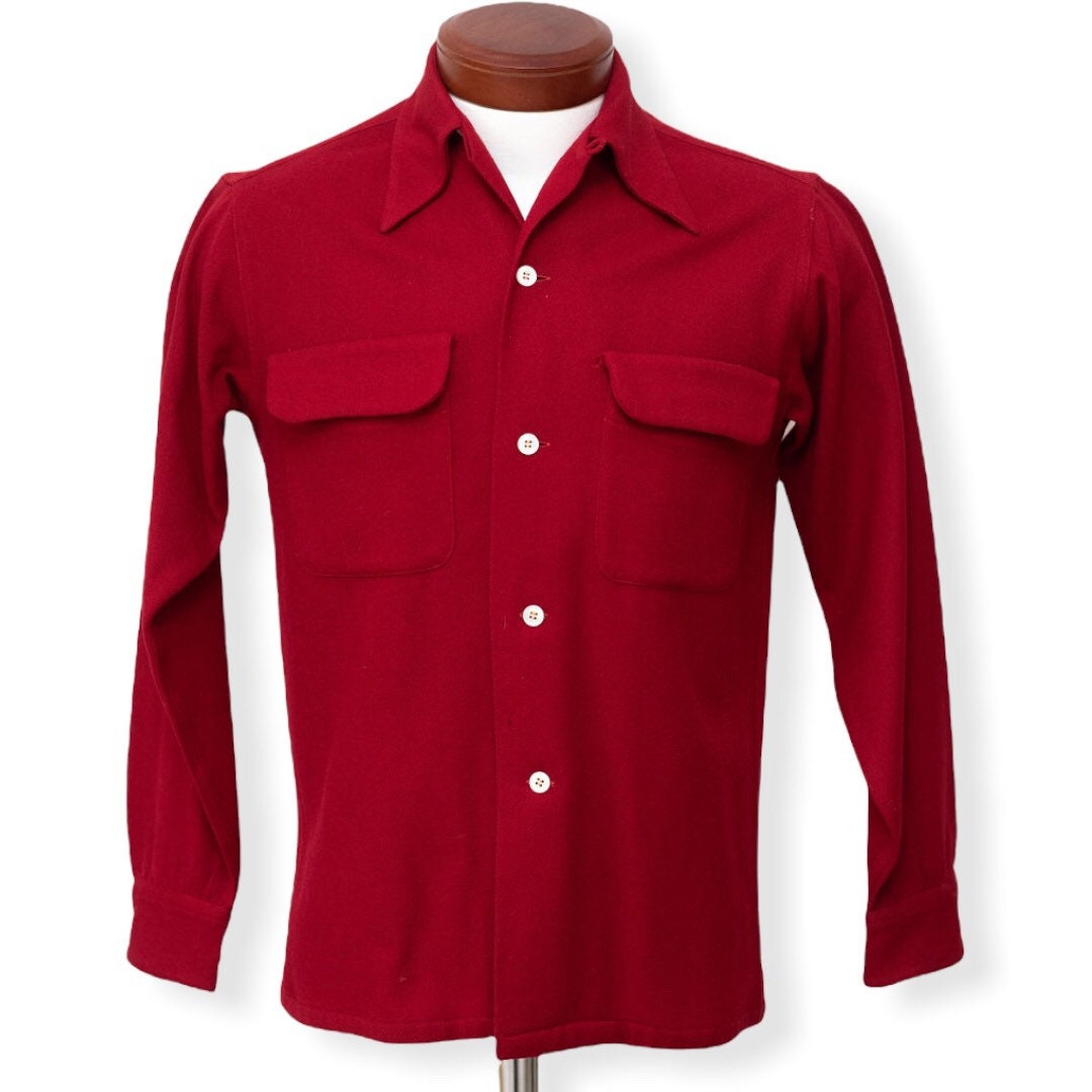 Vintage 1940's 1950's RARE Textron Wool Men's Shirt Loop Collar - Etsy