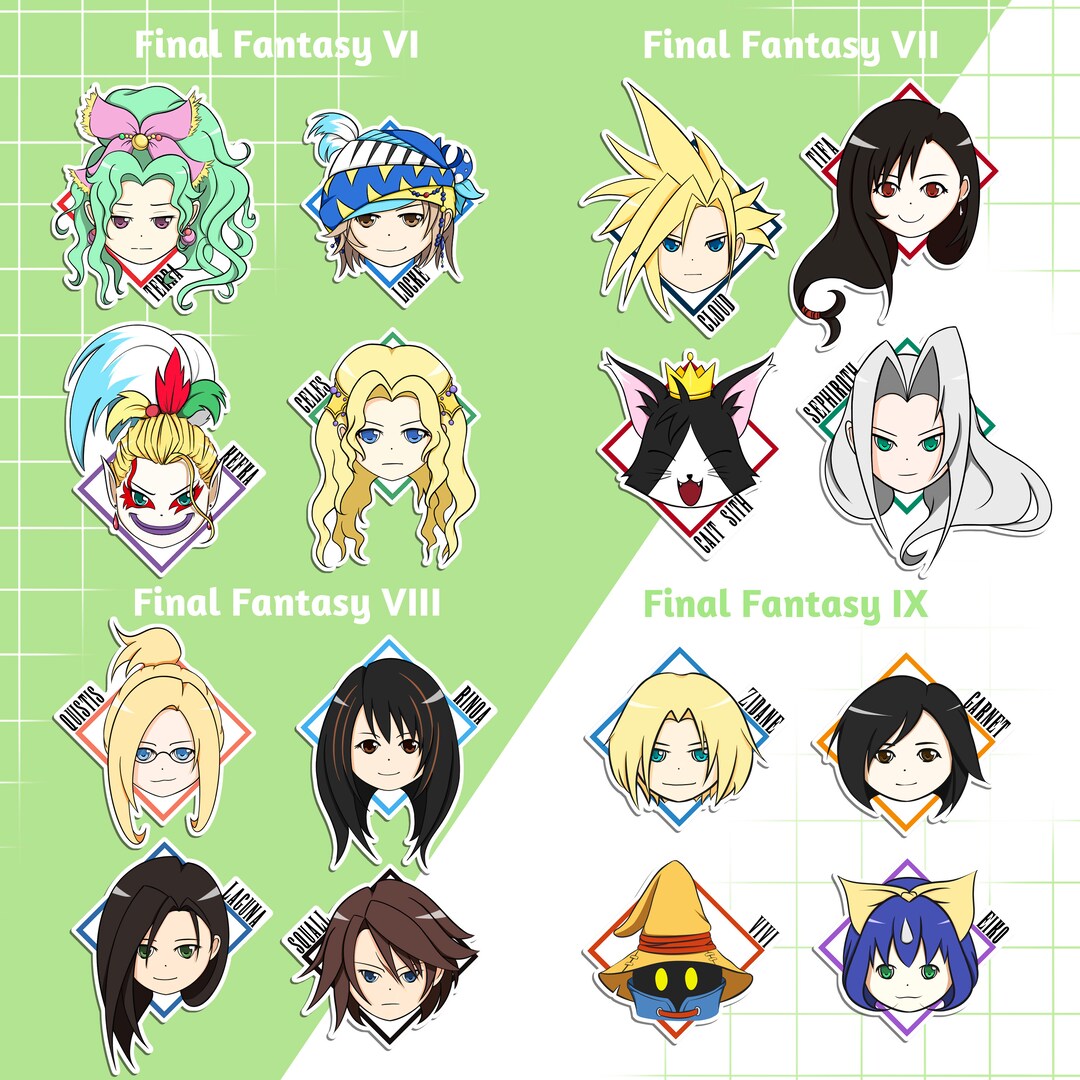 Final Fantasy Character Sticker Sets. High Quality Waterproof Matte ...