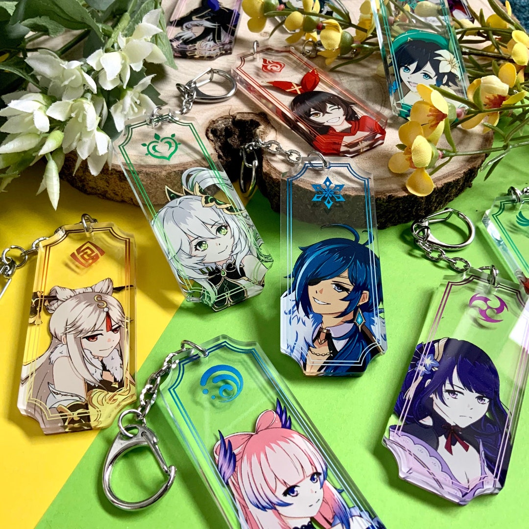 Genshin Impact 3 Keychains Clear Acrylic 3D Effect Character Portrait ...