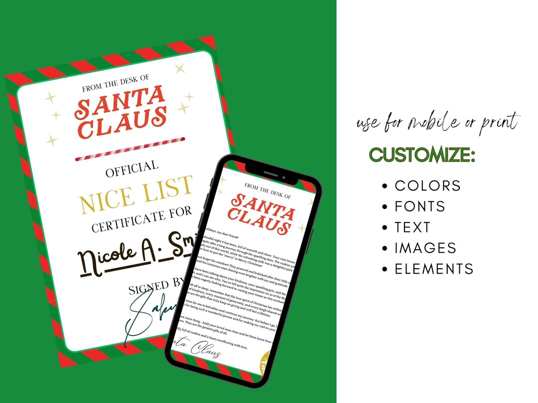 Letter From Santa I Secret Santa Ideas I Santa Letters I Nice List ...