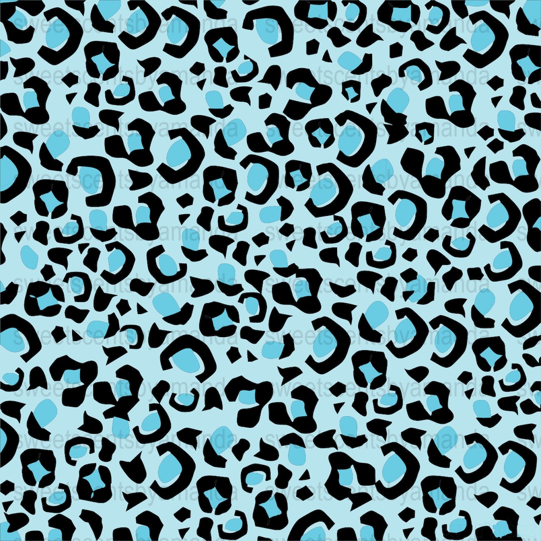 Light Blue Cheetah Leopard Print Digital Paper Background Digital ...