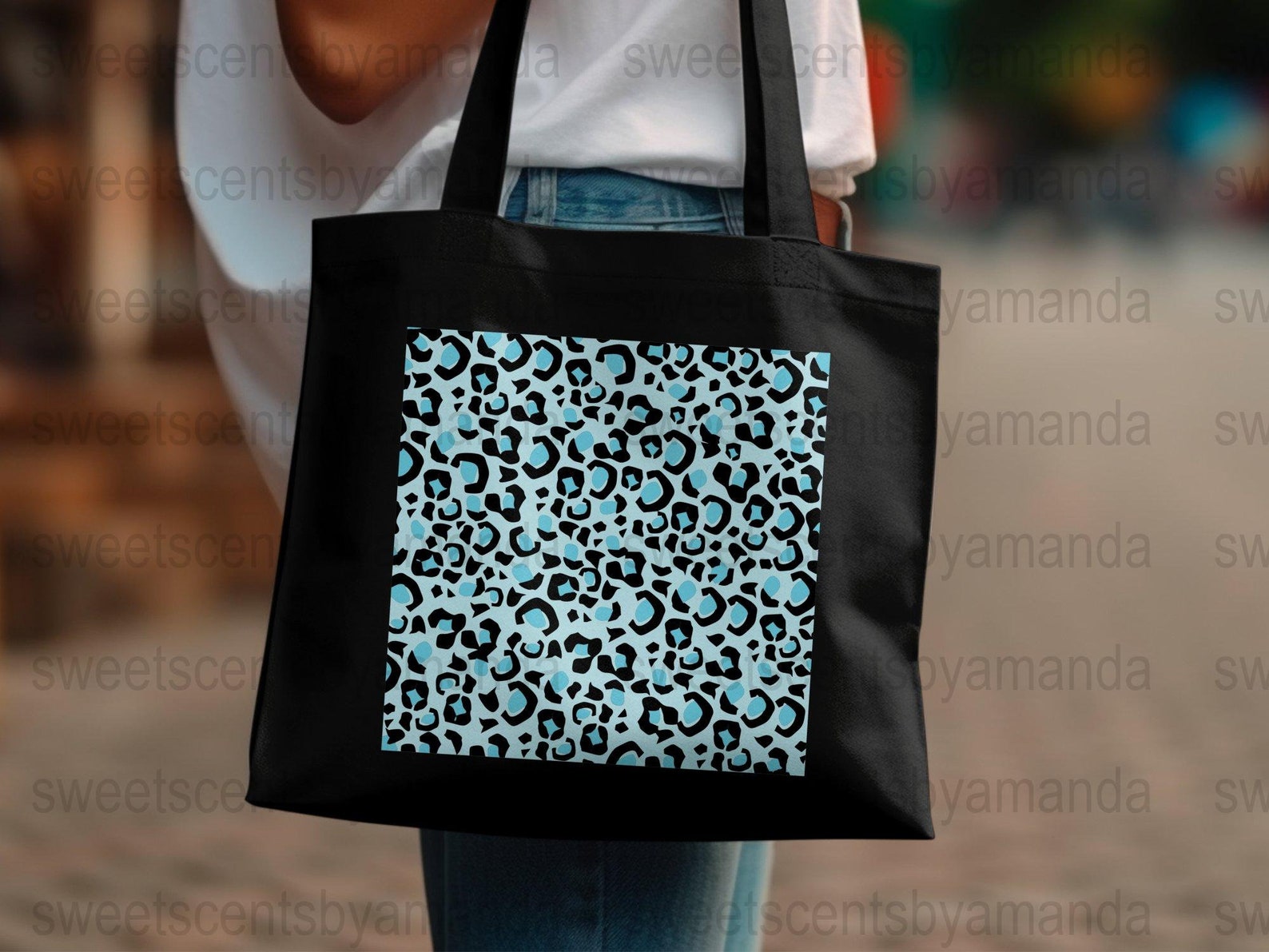 Light Blue Cheetah Leopard Print Digital Paper Background Digital ...