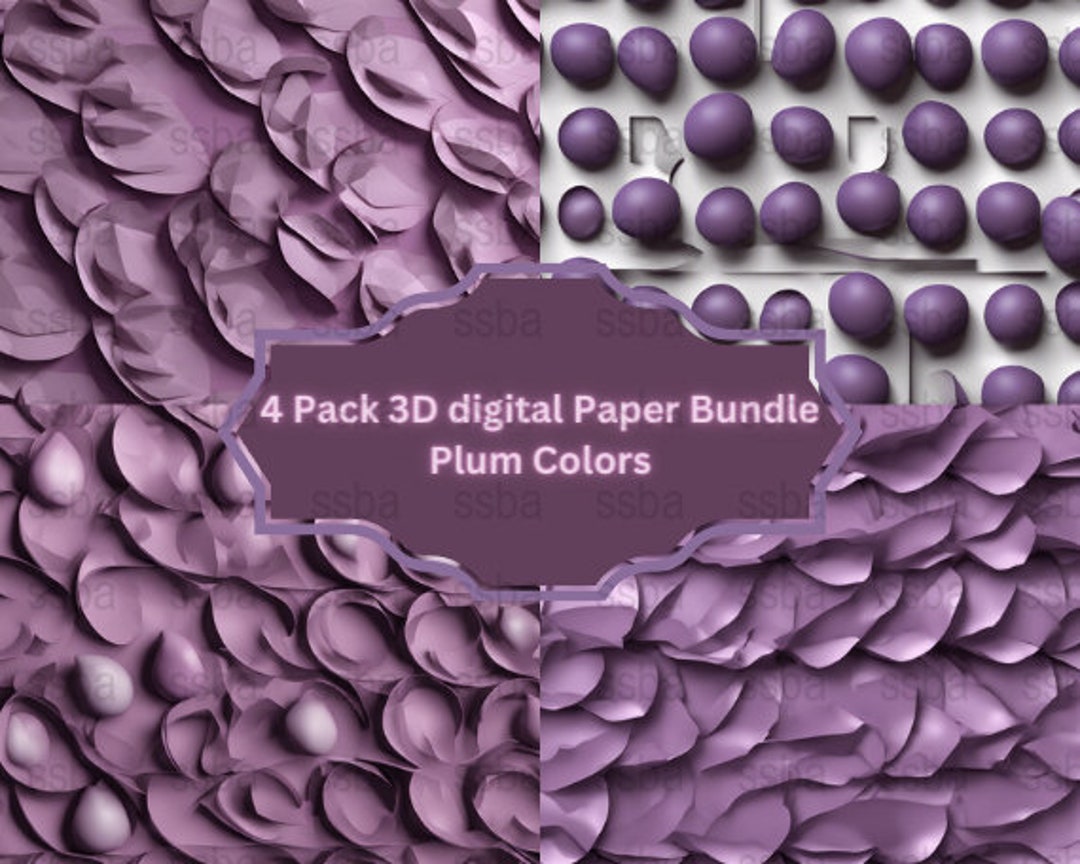 3 D Plum Purple Background Pack Bundle 3D Digital Paper 3-D Digital ...