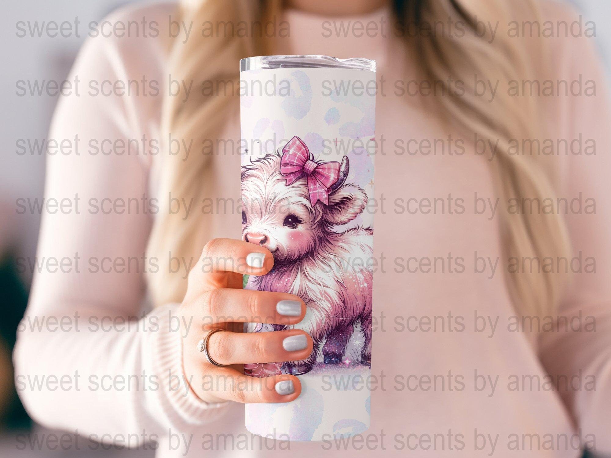 Pink Highland Cow Seamless Digital Png 20 Oz Skinny Tumbler Sublimation ...