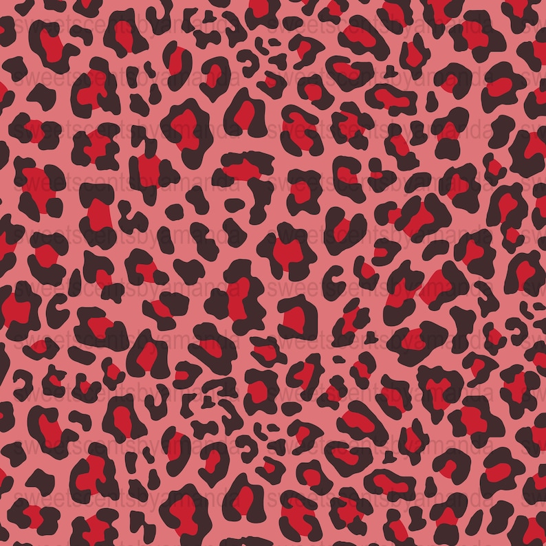 Red Cheetah Leopard Print Digital Paper Background Digital Download ...