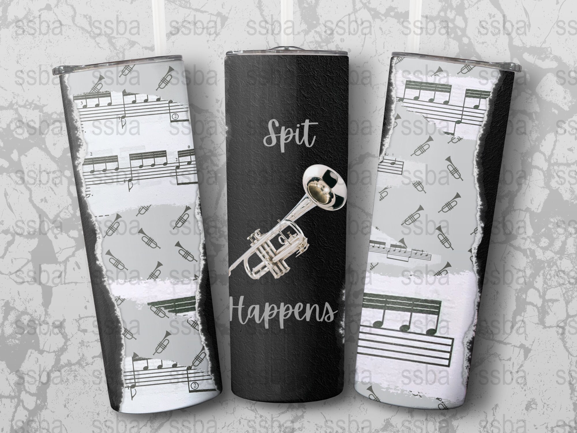 Spit Happens Silver Trumpet Digital Png 20 Oz Skinny Tumbler ...