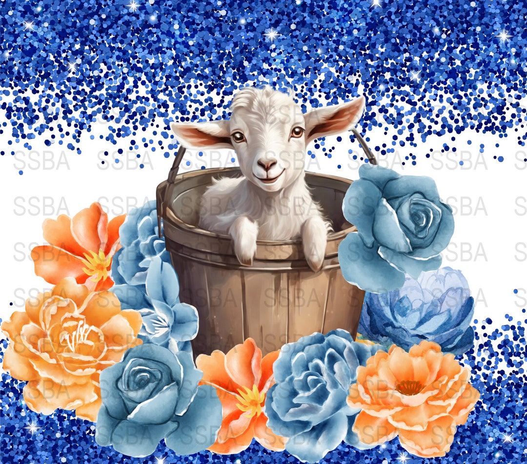 Blue and Orange Glitter Goat in Bucket Digital Png 20 Oz Skinny Tumbler ...