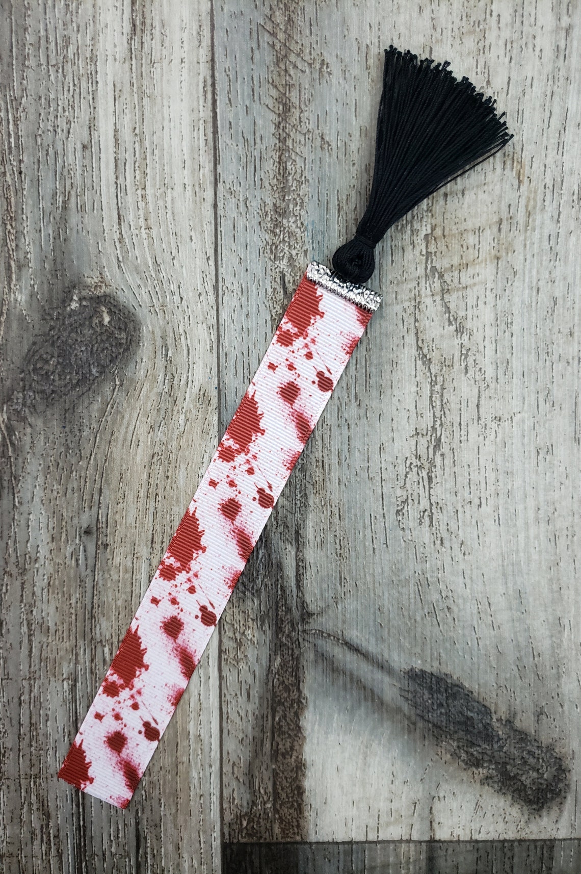 Blood Splatter Ribbon Bookmark With Black Tassel 7/8 | Etsy