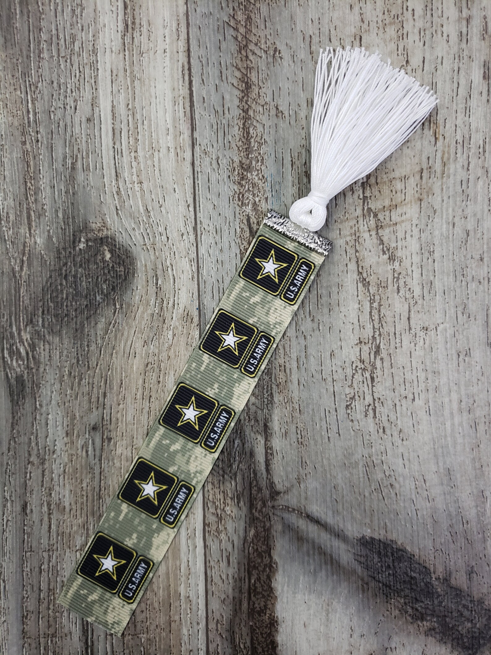 US Army Logo Camo Ribbon Bookmark With White Tassel 1 - Etsy