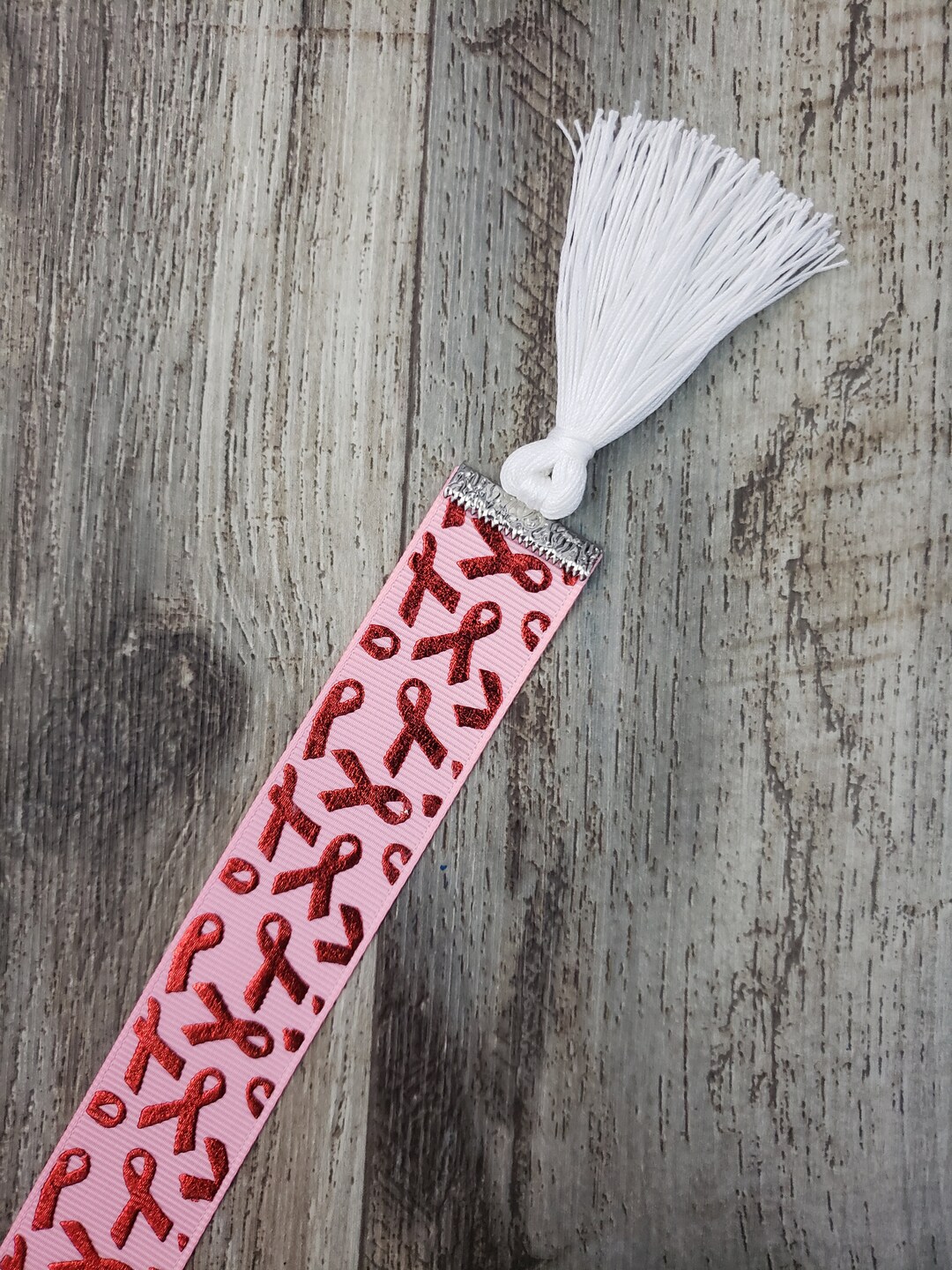 Embossed Breast Cancer Awareness Ribbon Bookmark With White Tassel 1 ...