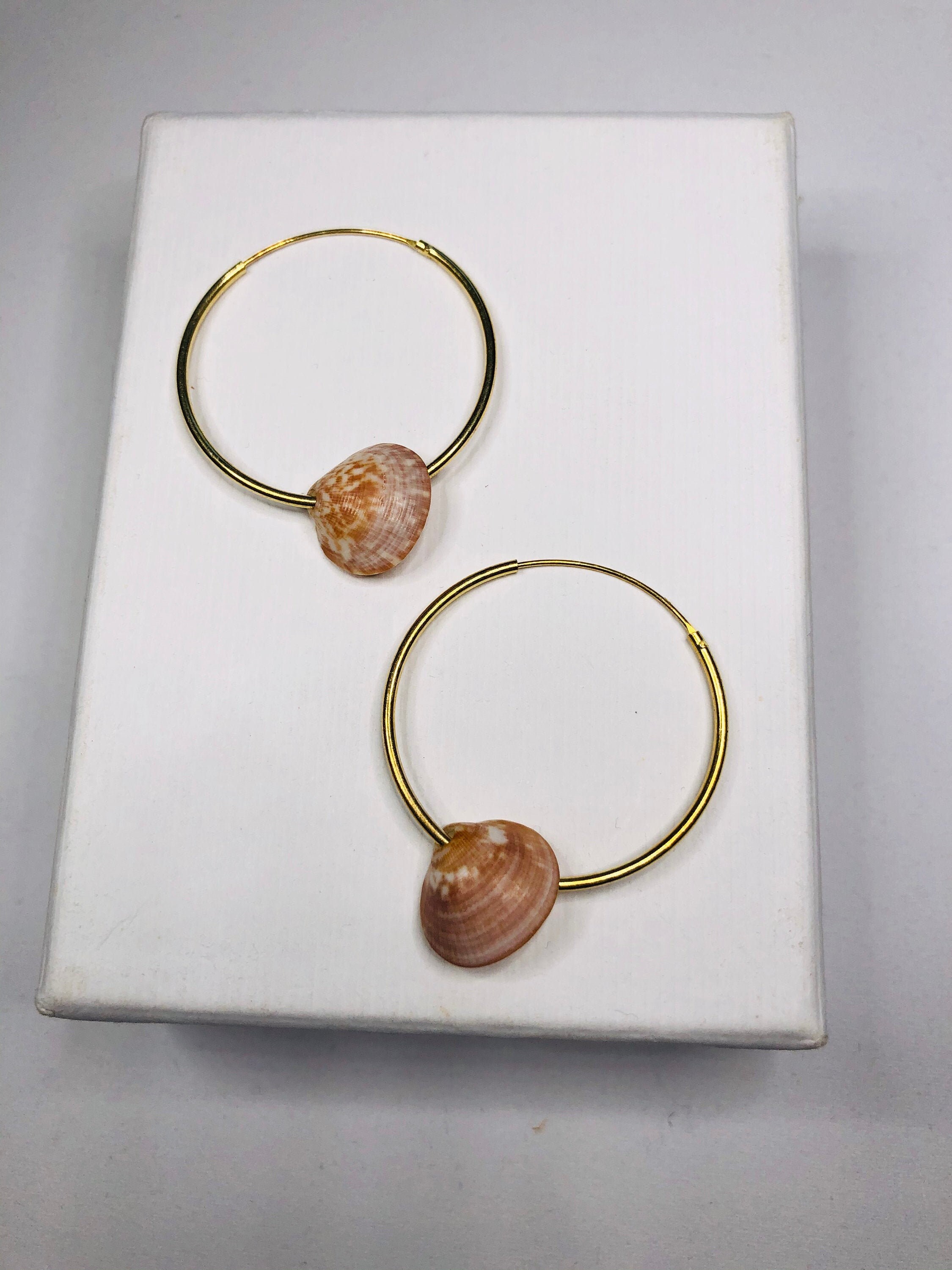 Hello Shell, Gold Plated Sterling Silver Hoop Earrings - Etsy Canada