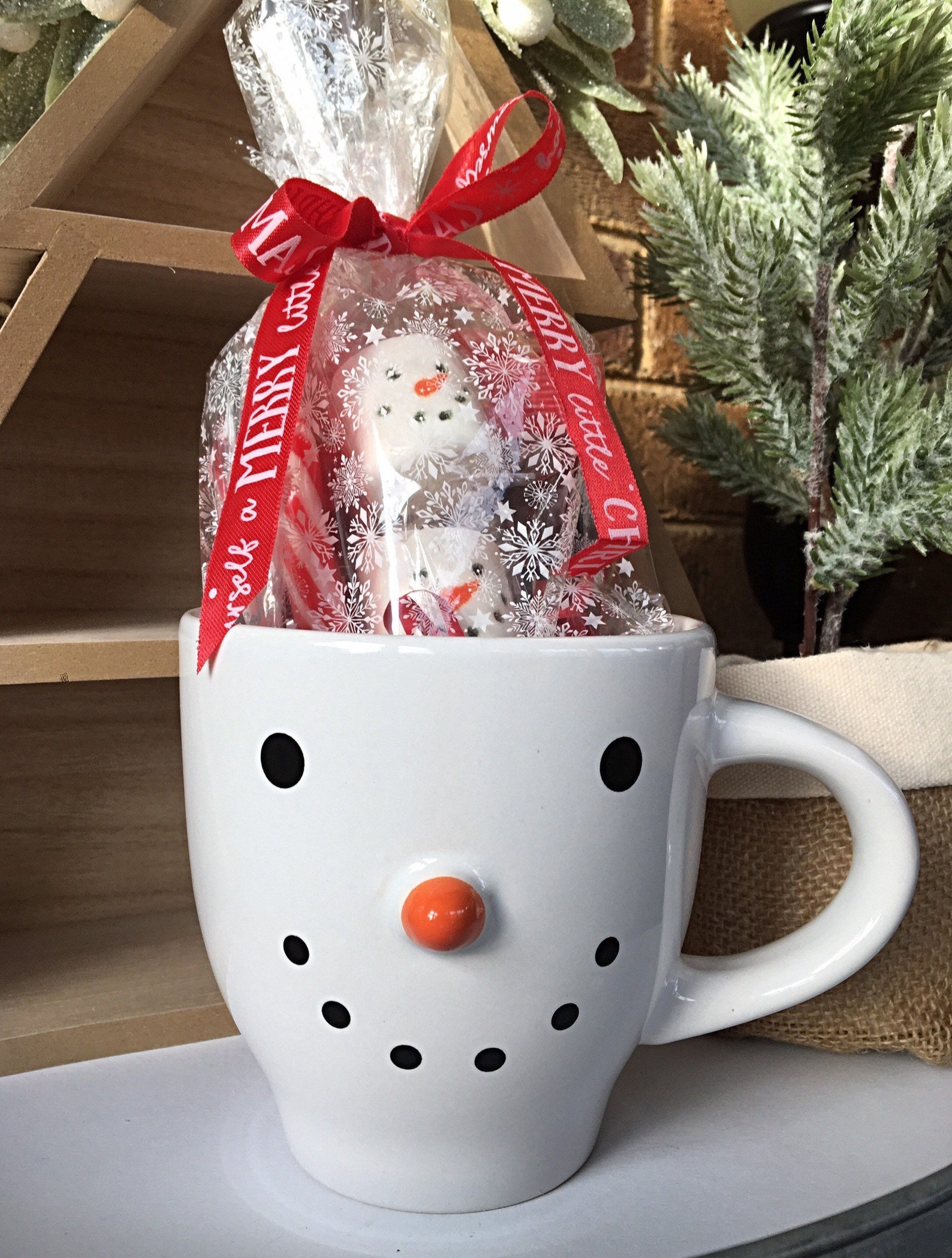 Christmas Gift Basket Snowman Hot Cocoa Mug Gift Set Hot - Etsy