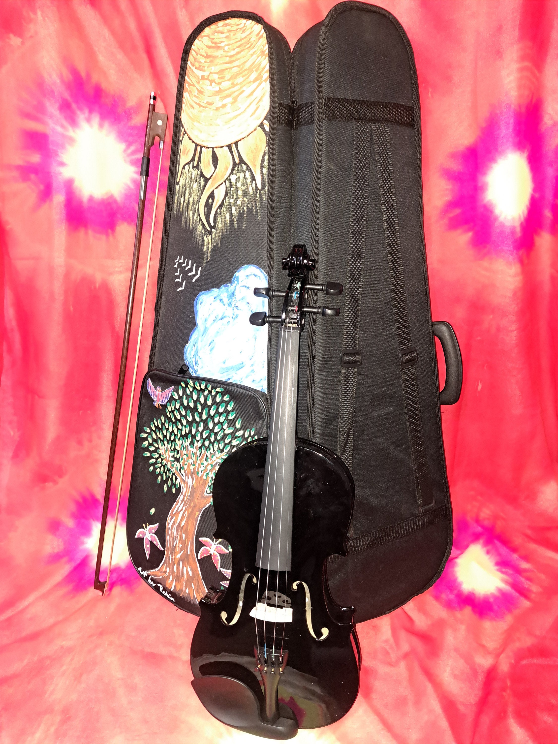 Custom Painted Violin Case With Violin and Tuner - Etsy