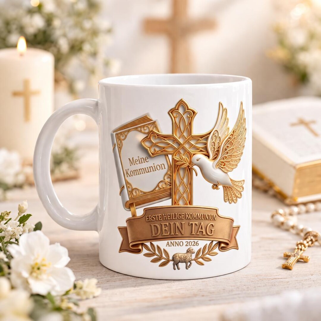 First Holy Communion Mug 2026 – Communion Gift for Young Girls – Cross ...