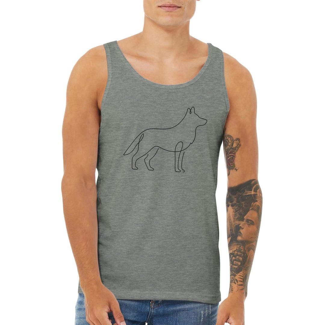 Design Tank Top Dog & Wolf – Elegant Line Art Shirt for Women and Men ...