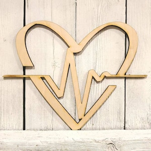 Medical Heartbeat Doctor Nurse EMT Heart Symbol - Laser Wood Cut Sign ...
