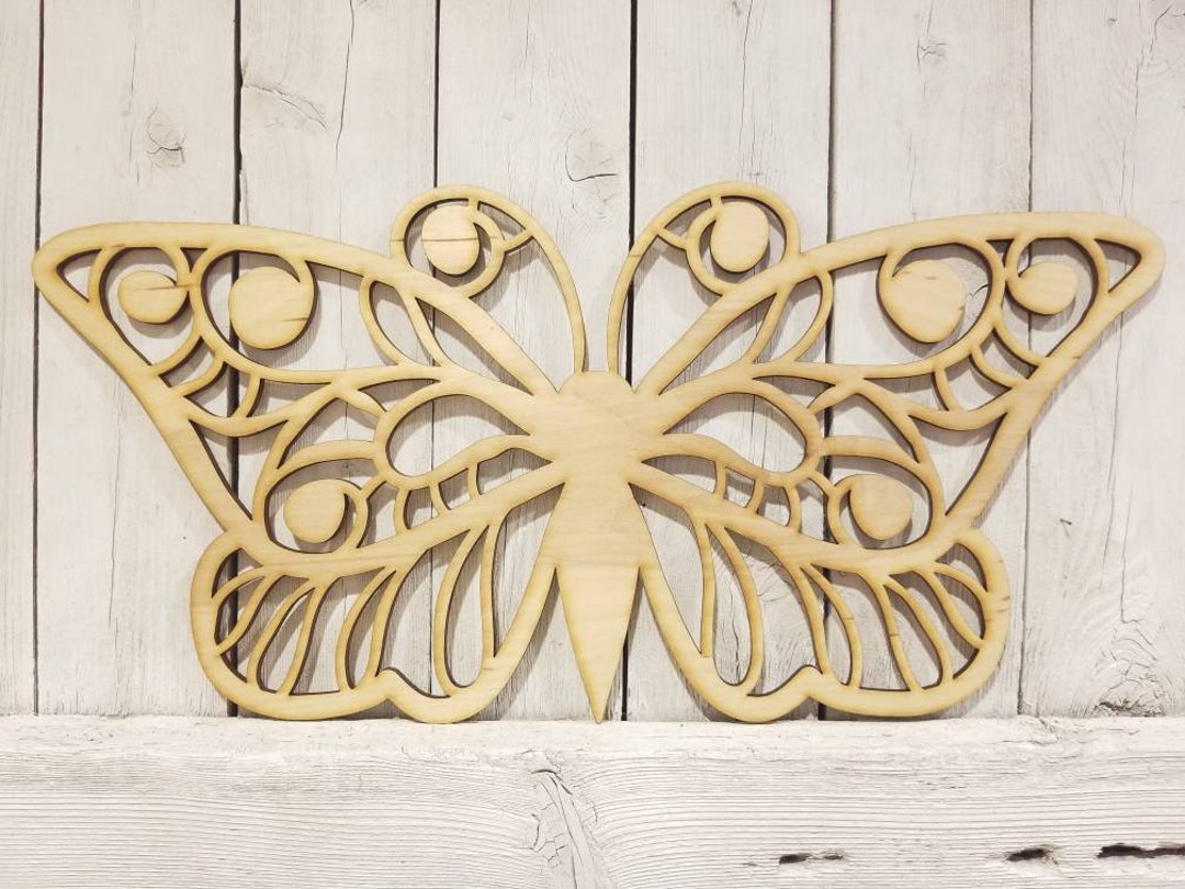 Butterfly Wings - Laser Wood Cut Sign Wall Decor Gift Wreath Unfinished ...