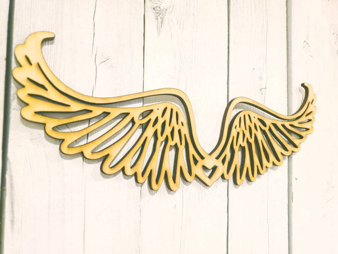 Angel Wings - Laser Wood Cut Sign Wall Decor Unfinished Gift Wreath ...