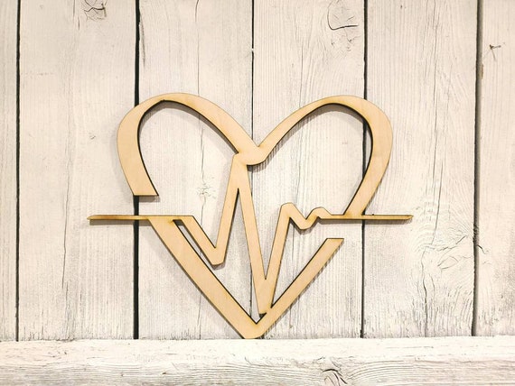 Medical Heartbeat Doctor Nurse EMT Heart Symbol Laser Wood - Etsy