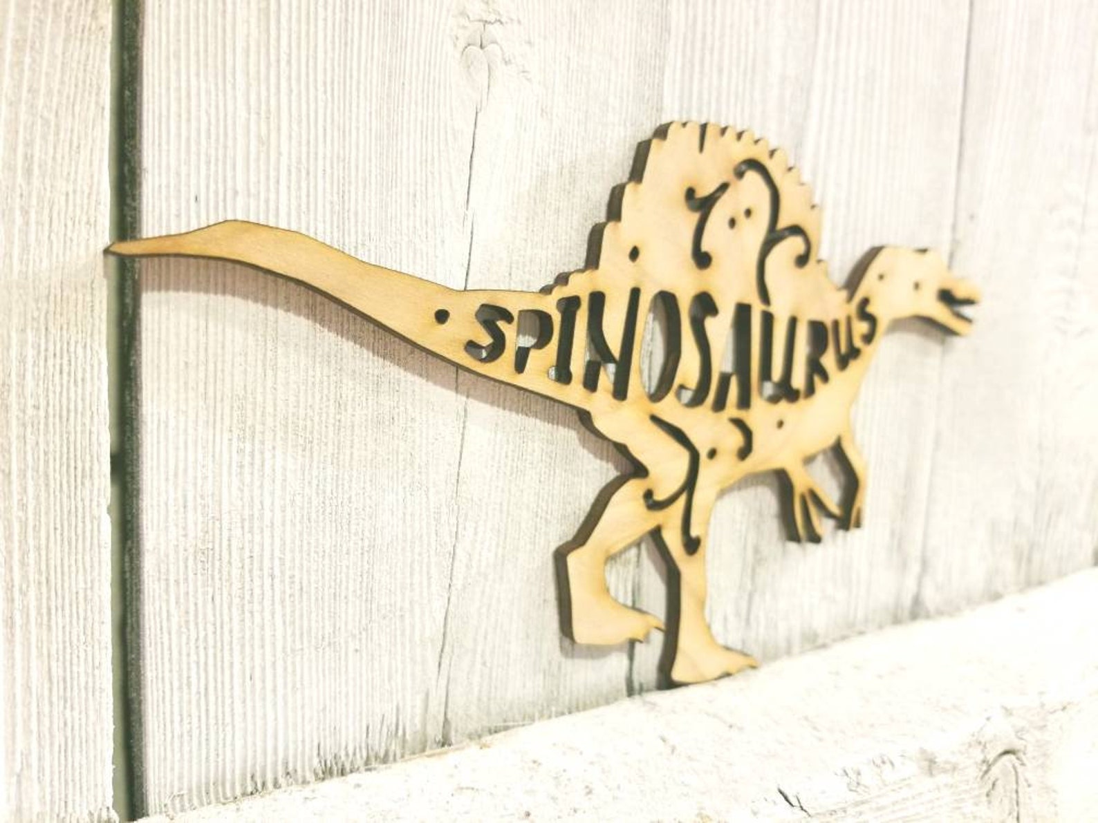 Spinosaurus Dinosaur Dino Themed - Laser Wood Cut Sign Wall Decor ...