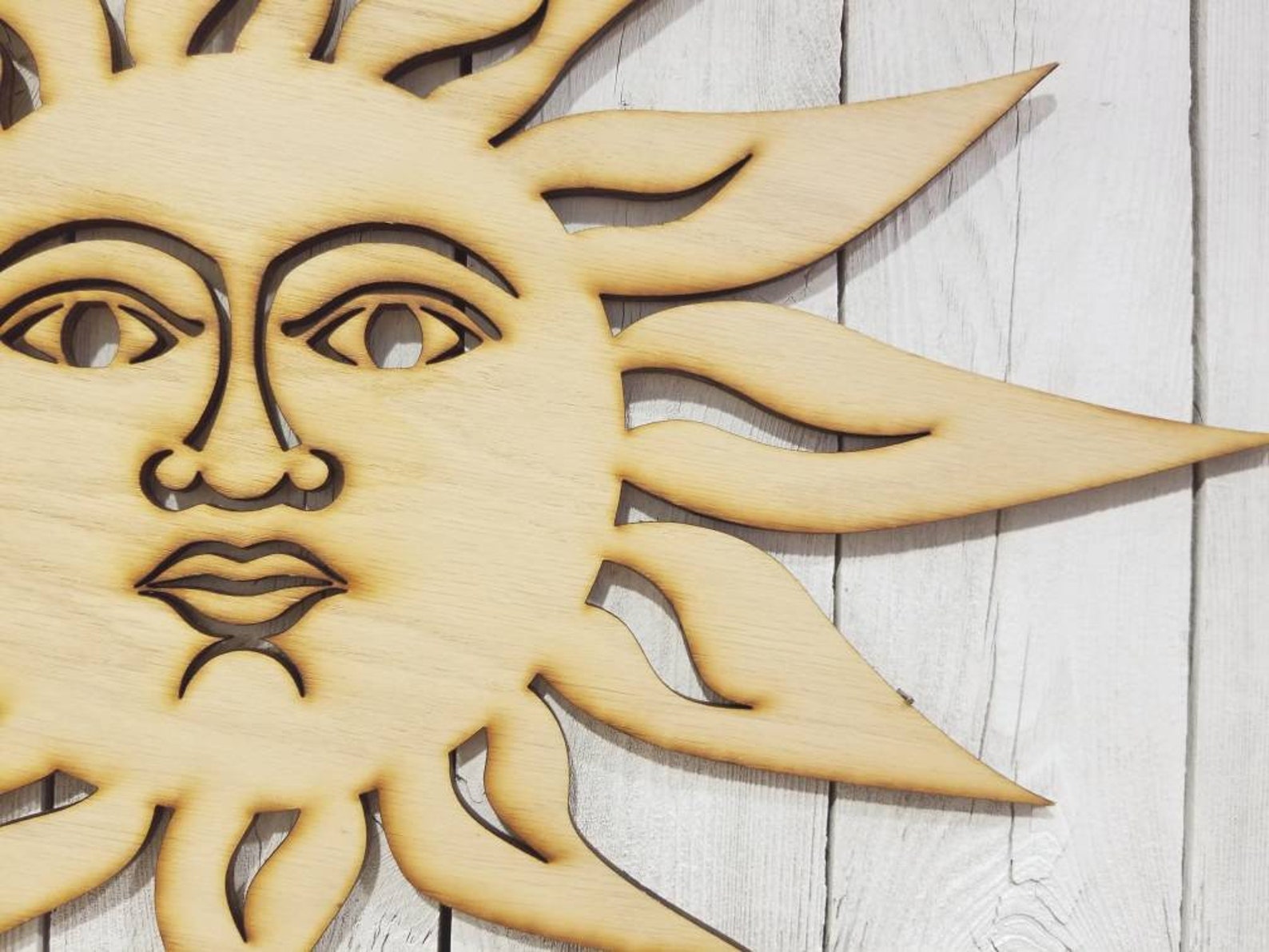 Sun Face - Laser Wood Cut Sign Wall Decor Gift Wreath Unfinished Summer ...
