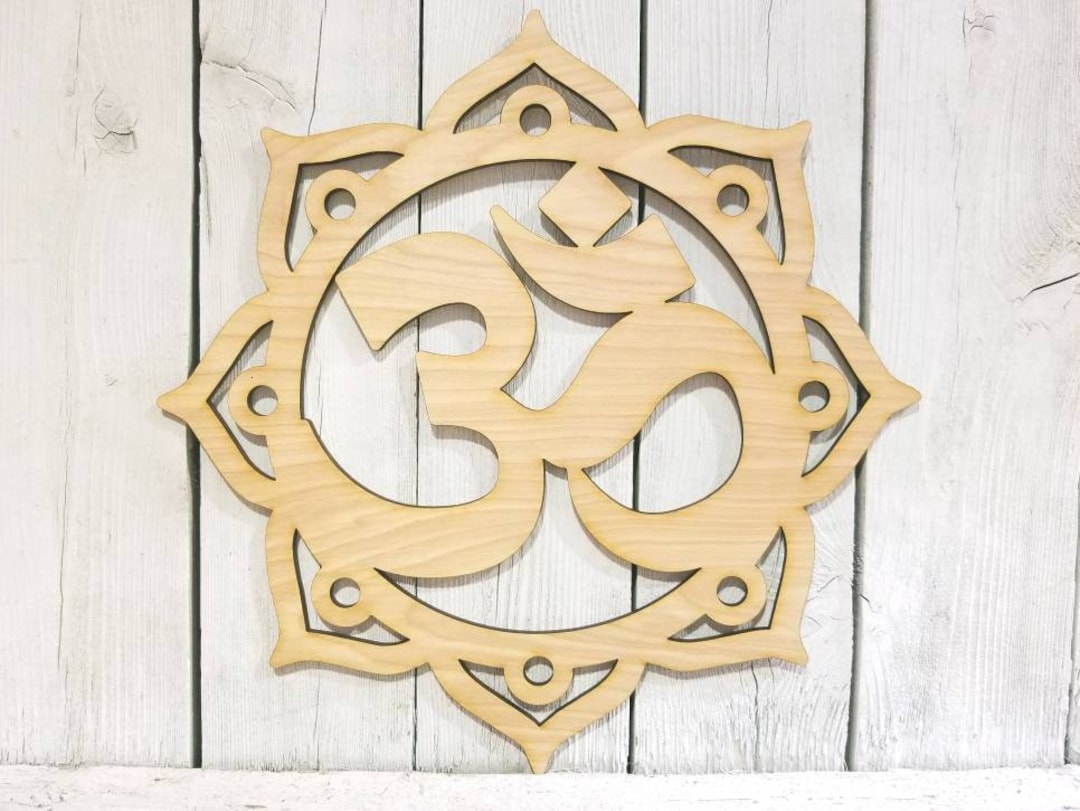 Om Ohm Aum Hindu Yoga Meditation Symbol- Laser Wood Cut Sign Decor Gift ...