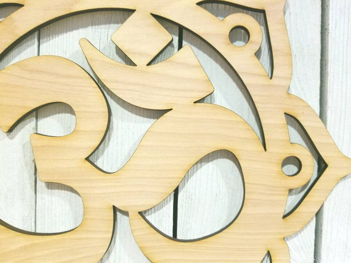 Om Ohm Aum Hindu Yoga Meditation Symbol- Laser Wood Cut Sign Decor Gift ...