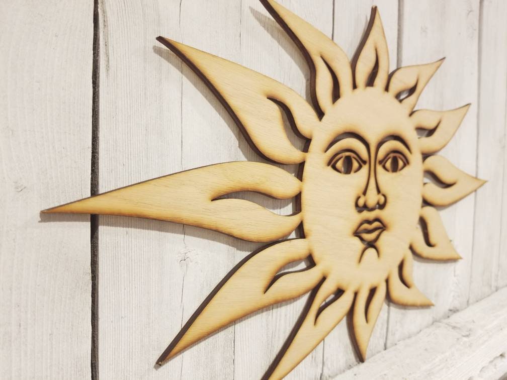 Sun Face - Laser Wood Cut Sign Wall Decor Gift Wreath Unfinished Summer ...