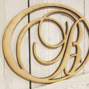 Script Cursive Letter Monogram Oval - Custom Personalized Laser Wood ...