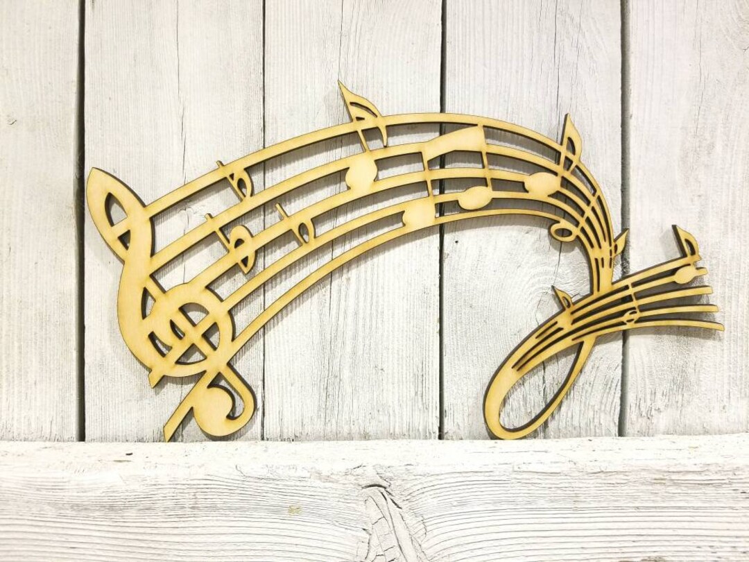 Music Notes - Laser Wood Cut Sign Wall Decor Lover Gift Wreath Notes ...