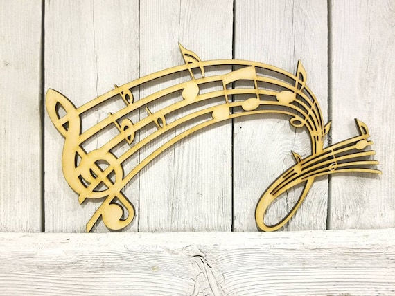 Music Notes laser wood cut sign wall decor lover gift wreath | Etsy