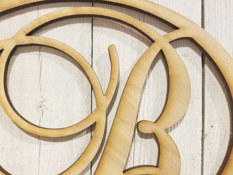 Script Cursive Letter Monogram Oval - Custom Personalized Laser Wood ...