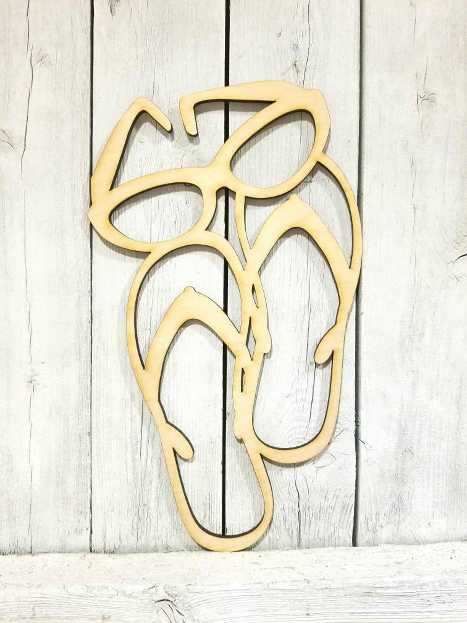 Summer Sunglasses Flip Flops Sandals Beach - Laser Wood Cut Sign Wall ...