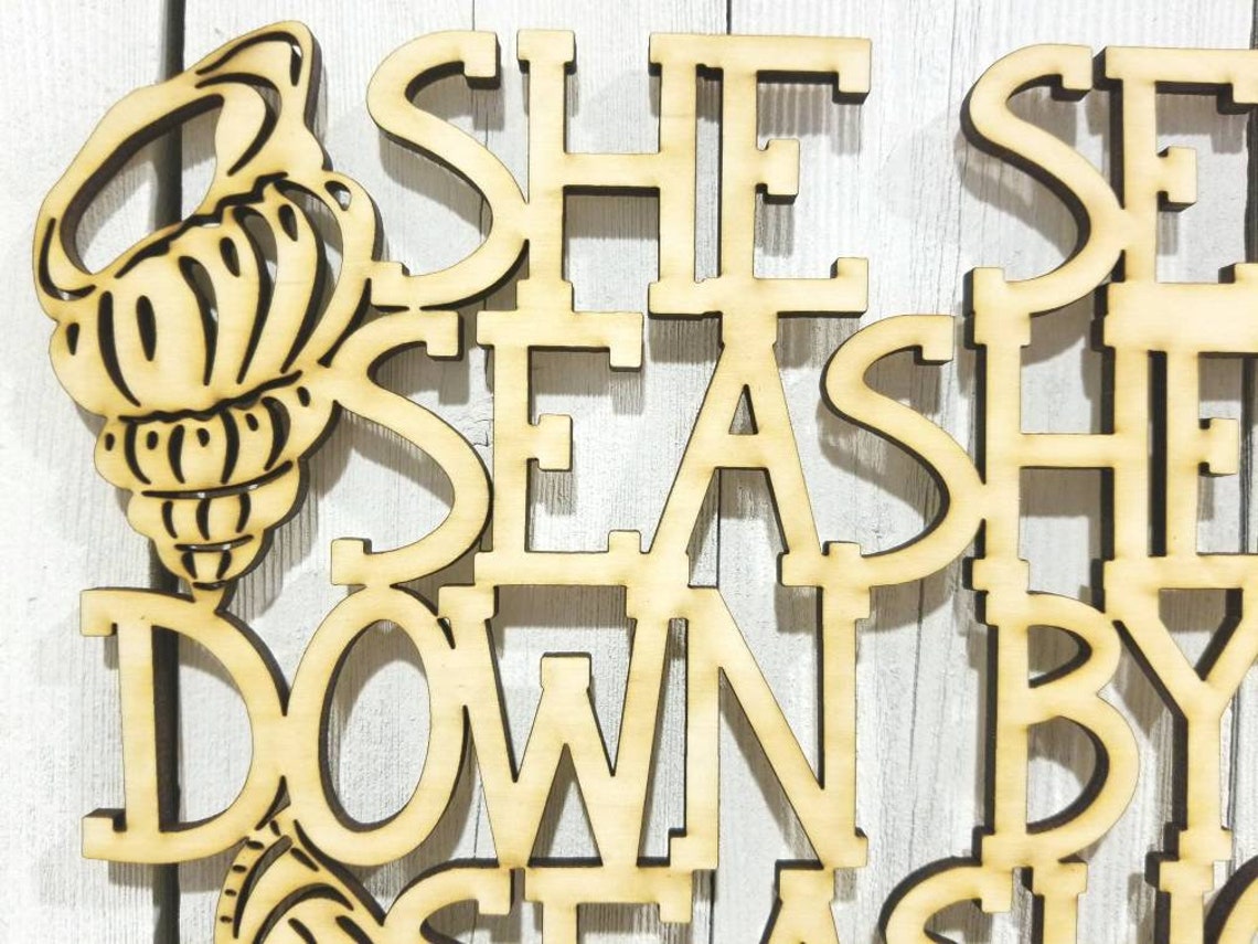 She Sells Seashells Down by the Seashore Laser Wood Cut Sign | Etsy