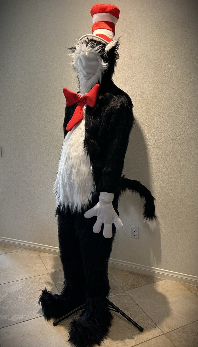 Custom Black and White Cat Fursuit: Cosplay Costume W/ Gloves, Hood ...