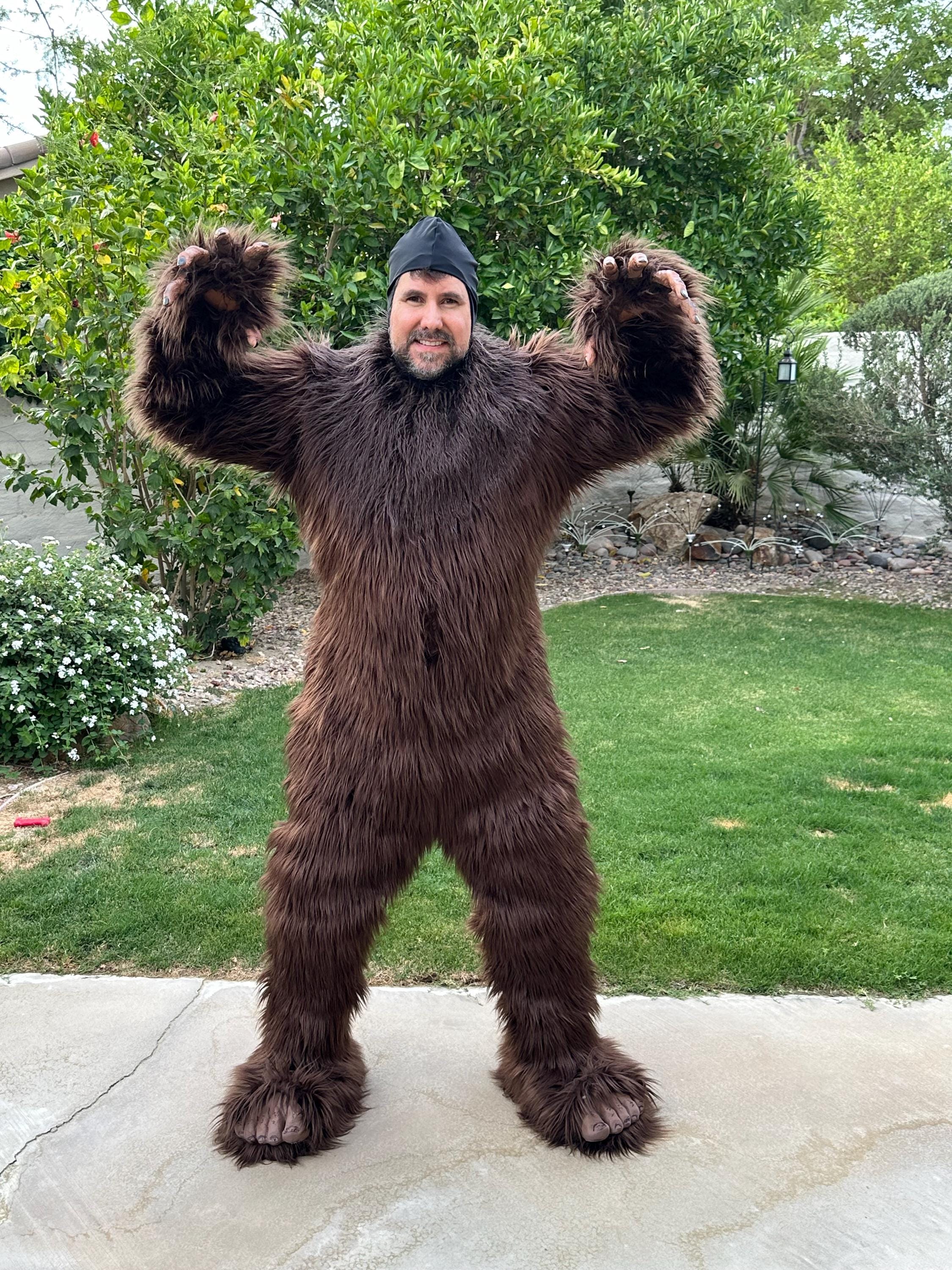 Bigfoot Costume Fur Suit - Includes Body, Feet, and Hands - Cowl Hood ...