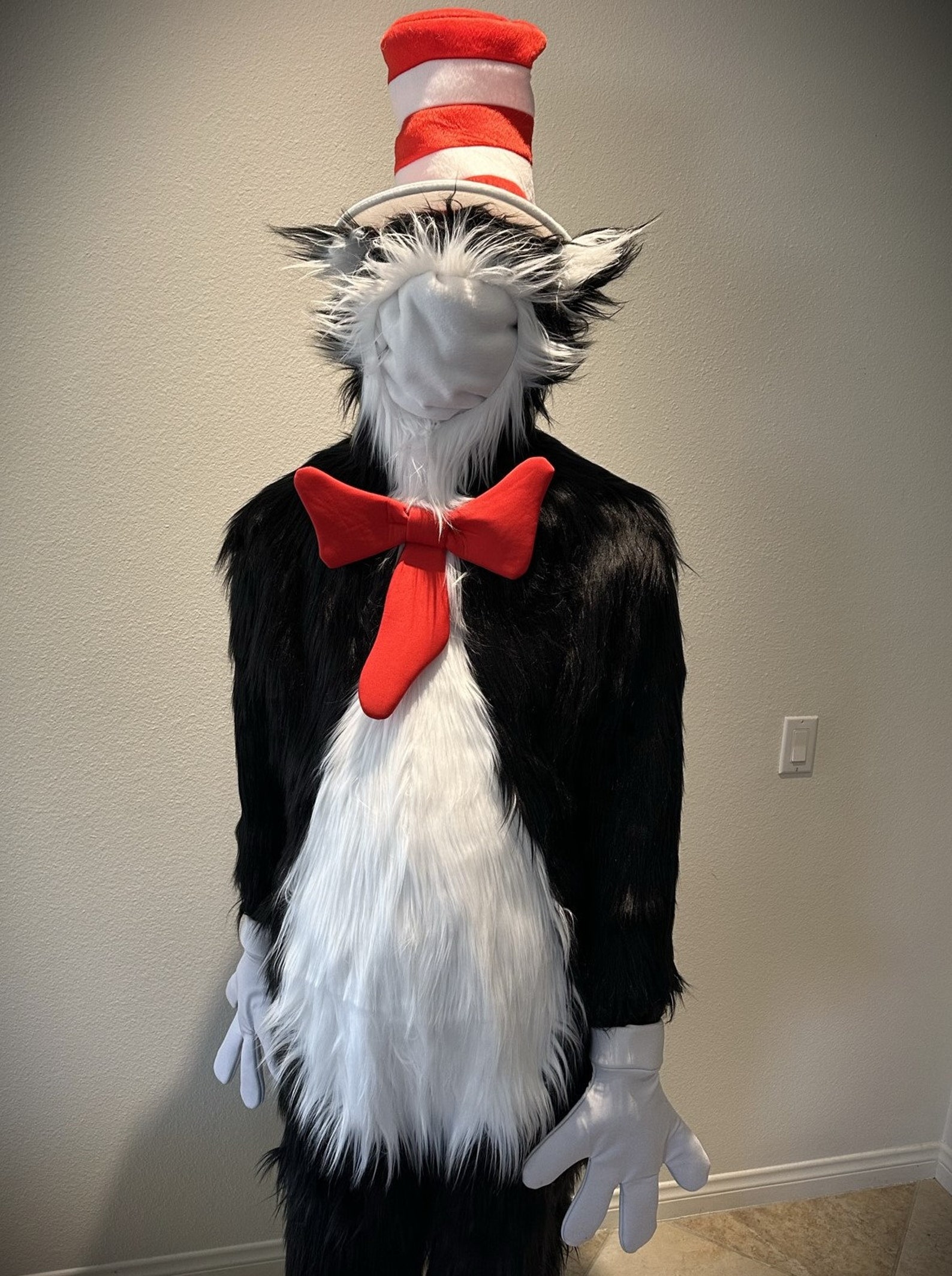 Custom Black and White Cat Fursuit: Cosplay Costume W/ Gloves, Hood ...
