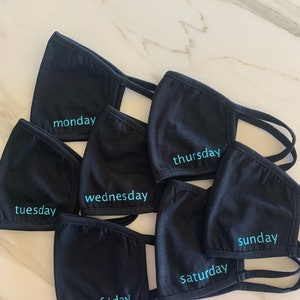 Blue Small Days of the Week Mask Set- Cotton Poly Blend-around the Ears ...