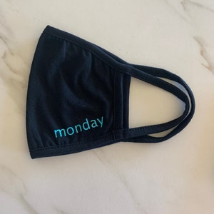 Blue Small Days of the Week Mask Set- Cotton Poly Blend-around the Ears ...
