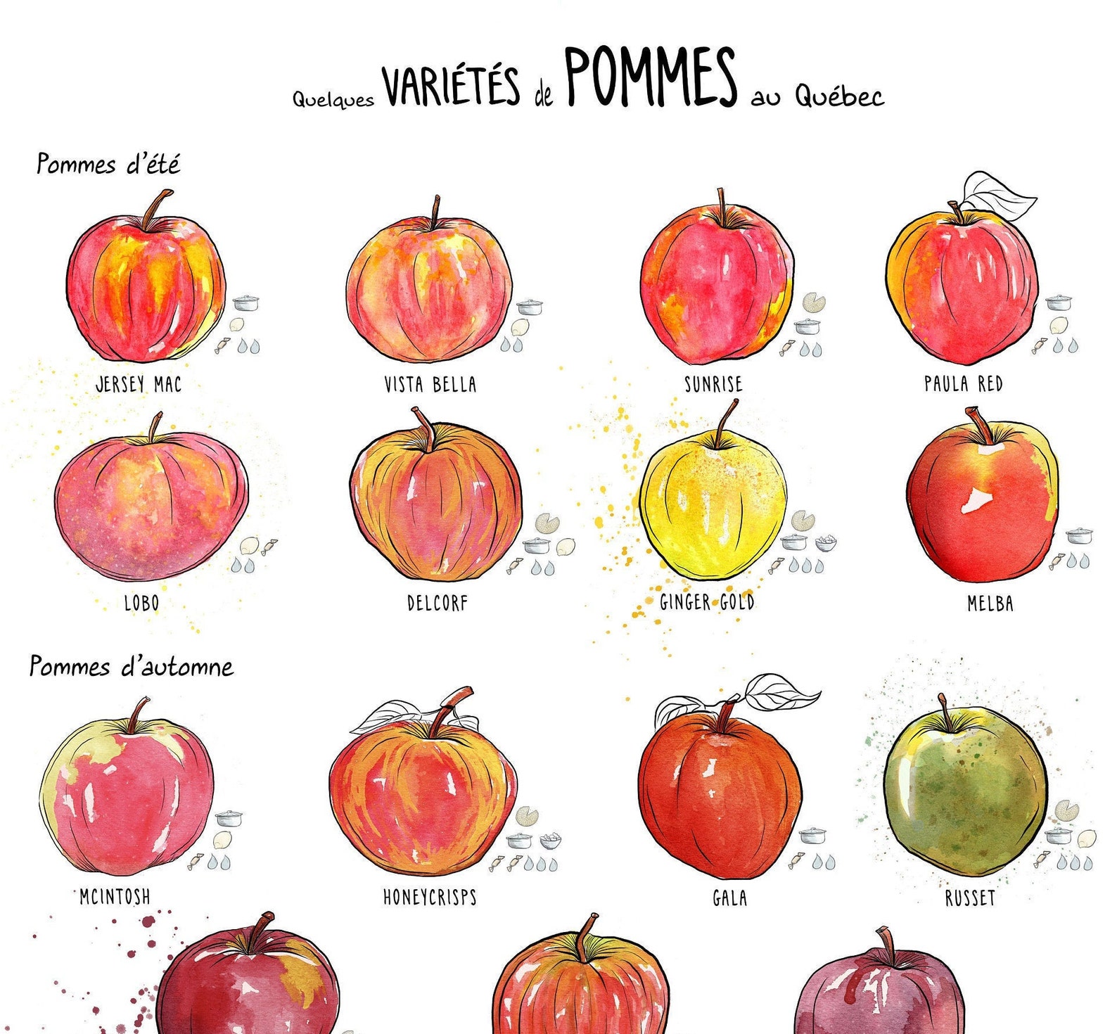 Affiche - Les Variétés De Pommes Du Quebec - Etsy Sweden